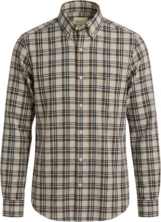 GANT Chemise en serg&eacute; &agrave; carreaux - Homme - Chemises - Beige - Taille: M