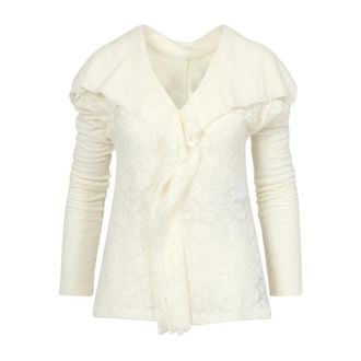 Philosophy di Lorenzo Serafini Ger&uuml;schte Bluse mit V-Ausschnitt aus Spitze - - Blouses & Shirts - Damen - Beige - XS