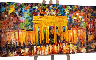 Yohji Yamamoto Art XXL Abstrakt Acryl Gemälde auf Leinwand Brandenburger Tor handgemalt Wandbilder Wohnzimmer modernes Design Bilder Berlin echtes Kunstwerk 200x100 
