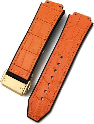 Generic HYHJYMG Für Uhrenarmbänder, Rindsleder-Gummi-Armbänder, 25-19 mm, Kalbsleder-Armbänder, sportliche Uhrenarmbänder für Herren und Damen