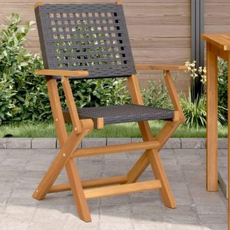 vidaXL Vidaxl - Chaises de jardin lot de 2 noir bois massif dacacia et rotin