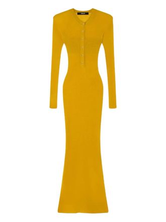 Versace robe nervurée à manches longues - Jaune