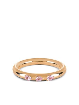 ROSEKEY bague Leaves of Grass en or rose 18ct sertie de saphirs roses