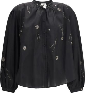 Forte_Forte Fleurs dOrient Bestickte Voile Boh&egrave;me-Bluse - - Blouses & Shirts - Damen - Schwarzk - S