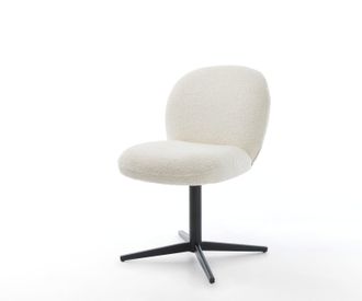 DELIFE Drehstuhl Nube-Flex Boucl&eacute; Wei&szlig; Fu&szlig;kreuz Schwarz 360&deg; drehbar Taschenfederkern, Esszimmerst&uuml;hle