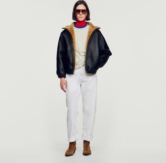 Sandro Oversize-Blouson aus Lammfell