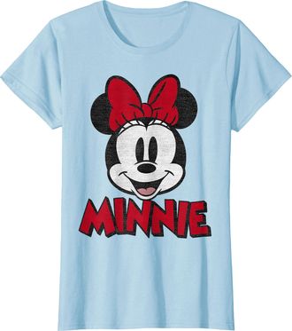 Disney Mickey And Friends Minnie Red Text Portrait T-Shirt