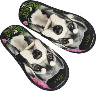 Generic Pantoufles Moelleuses Impression Schnauzer Chaussures Hiver Antid&eacute;rapants Slippers Pour Femme Homme Ext&eacute;rieur M
