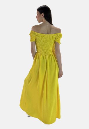 Elara Maxikleid One Size Carmen Kleid mit Smokoberteil, Seitenschlitzen und Taschen (1-tlg)