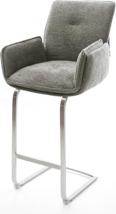 DELIFE Barstuhl Nela-Flex Boucl&eacute; Soft Schlamm Freischwinger Flach Edelstahl Silberfarben, Barst&uuml;hle