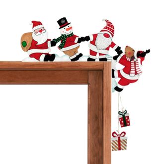 Generic Weihnachtstür-Eckrahmen - Festliches Feiertags-Türschild, Dekorative Weihnachtsmann-Elch-Ornamente, Saisonale Türrahmen-Anzeige, Winterdekorationsset 