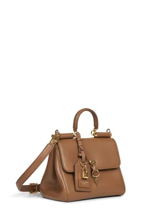 Dolce & Gabbana Womens Handbag My Sicily Caramel Camel Calf Leather Handbags Hand Bags