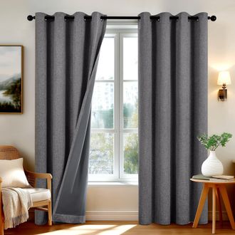 Deconovo 100% Verdunklungsvorh&auml;nge mit &Ouml;sen Blickdichte Gardinen Wohnzimmer Vorhang Schlafzimmer Verdunkelung Thermogardine K&auml;lteschutz, 260x140 cm(H&ouml;hexBreite