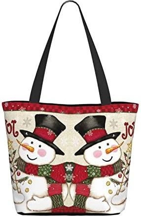 AOOEDM Joyeux No&euml;l en hiver bonhomme de neige sac &agrave; provisions pour femme 33 x 27,9 x 17,8 cm. Le cadeau parfait pour la Saint-Valentin. Cest de la Saint-Val