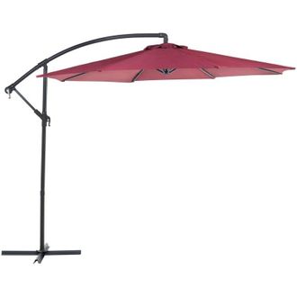 Beliani Beliani - Parasol de Jardin 300 cm Tissu Polyester Rouge Bordeaux Ouverture Manivelle