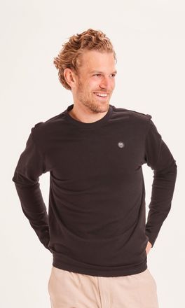 Knowledge Cotton Apparel Herren vegan Lang&auml;rmeliges Abzeichen Black Jet