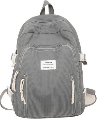 Generic Sac &agrave; dos d&eacute;contract&eacute; en velours c&ocirc;tel&eacute; pour &eacute;tudiant Sac &agrave; dos pour femme Sac &agrave; bandouli&egrave;re Sac &agrave; dos en maille, gris, taille unique