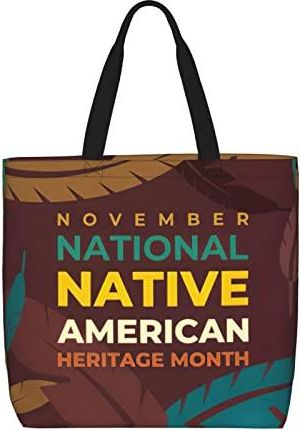 Generic Sac Fourre-Tout Mois Du Patrimoine Am&eacute;rindien Sac De Shopping R&eacute;utilisable De Grande Capacit&eacute; Sacs En Toile Pour Femmes, Pour Shopping, Tous Les Jours