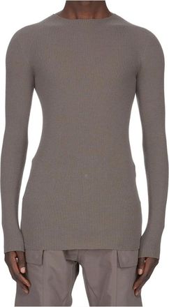 Rick Owens Homme, Pulls, Gris, Taille: L Col rond c&ocirc;tel&eacute;