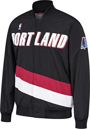 Mitchell & Ness Portland Trail Blazers NBA Authentic Warm Up Jacket Jacke Anorak Windbreaker(XXL,Black)