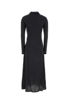 Ganni Womens Dark Grey Jersey Shirt Dress Phantom Exterior: Cotton Modal Abiti
