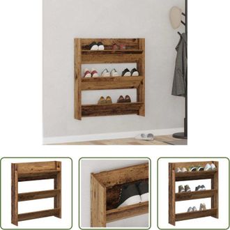 vidaXL vidaXL Armoire &agrave; chaussures en bois - Armoire &agrave; chaussures murale vieux bois 80x18x90 cm