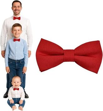 DonDon noeud papillon homme enfants gar&ccedil;ons ou b&eacute;b&eacute;s Rouge fonc&eacute; mat, pr&eacute;-nou&eacute; et longueur r&eacute;glable en coton gabardine - accessoire festif pour mariage, comm