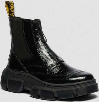 Dr. Martens Dmxl Distressed Lackleder Chelsea Stiefel Schuhe in Schwarz, Gr&ouml;&szlig;e: 36