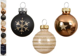 Kaemingk Weihnachtskugeln Glas mit Motiven 3cm 9er Set - kleine Christbaumkugeln Weihnachtsbaumkugeln für Weihnachten - Christbaumschmuck & Weihnachtsbaumschmu