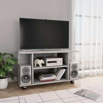 vidaXL Vidaxl - Meuble tv et roulettes Gris b&eacute;ton 80x40x40 cm bois ding&eacute;nierie