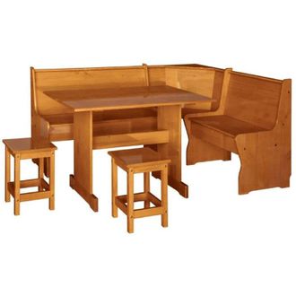 PEGANE Pegane - Ensemble table et chaises en pin massif miel - 2 bancs interchangeables et 2 tabourets - Dimensions : 172 x 132 x 86 cm - Poids 47 kg