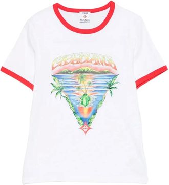 Casablanca Femme, Tops, Blanc, Taille: 36 FR Crew Neck T-shirt