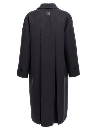 Fendi Mens Blue Virgin Wool Coat Clothing