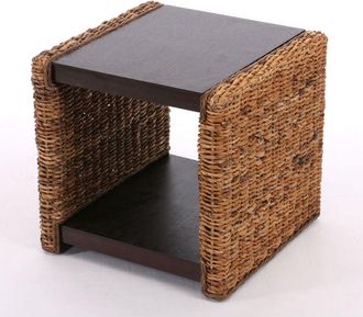 Hhg Table dappoint chevet tabouret bout de canap Lucca rotin kubu lianes de bananier