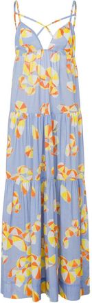 Moschino robe longue à imprimé graphique - Bleu