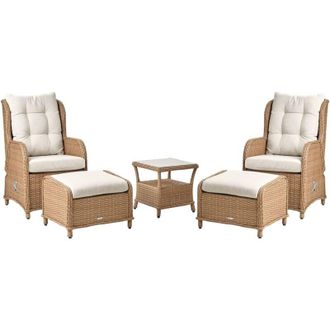 Beliani Lounge Set mit Tisch und Ottomane 2-Sitzer PONZA Polyrattan Braun