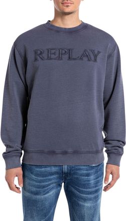 Replay Herren Sweatshirt mit Rundhalsausschnitt, Blau (Deep Royal 792), XS