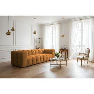 Fun M&ouml;bel Sofa Designersofa SOLVIE 4-Sitzer in Stoff Moly Orange