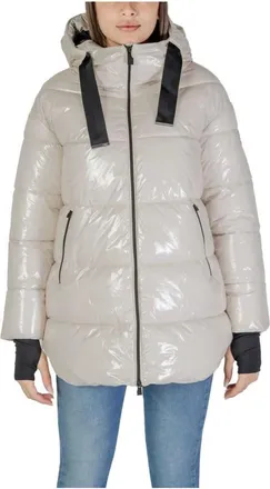 Suns Femme, Vestes, Beige, Taille: 44 FR Beige Shiny Puffer Jacket