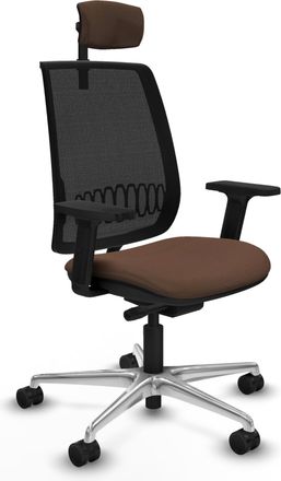 Piqueras y Crespo Ergonomischer Stuhl mit Alaro-Kopfst&uuml;tze mit 2D-Armen, h&ouml;henverstellbare Lendenwirbelst&uuml;tze und h&ouml;henverstellbares Kopfteil, Schwarz / Dunkelbraun