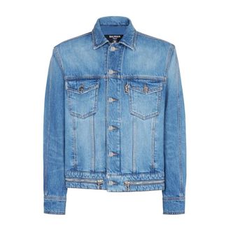 Balmain Homme, Vestes, Bleu, Taille: 2XL Veste Boutonn&eacute;e en Denim Bleu