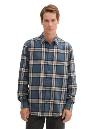 Tom Tailor Tom Tailor Herren Regular Fit Hemd im Karomuster, 36642 - Stormy Blue White Check, XXL