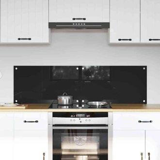 vidaXL K&uuml;chenr&uuml;ckwand Schwarz 70 x 40 cm Geh&auml;rtetes Glas vidaXL