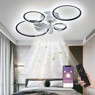 MiiR LED Deckenventilator mit Beleuchtung, 85CM Lampe mit Ventilator Und Fernbedienung APP, 60W Deckenlampe Mit Ventilator Deckenventilator mit Licht, Ceil