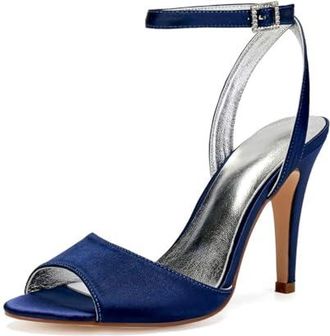 Generic Sandales À Bout Ouvert Mariée Stylet Talons Femmes Eté Talon Mariage Soirée Chaussures Femmes 10.5Cm,Dark Blue,40 EU