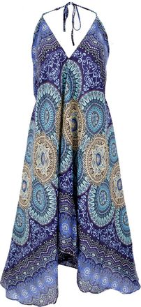 Guru Shop Boho Sommerkleid, Magic Dress, Maxikleid, Neckholder Strandkleid - Indigoblau, Damen, Synthetisch