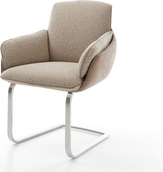 DELIFE Freischwinger Luan-Flex mit Armlehnen Materialmix Schlamm Freischwinger flach Edelstahl, Esszimmerstühle