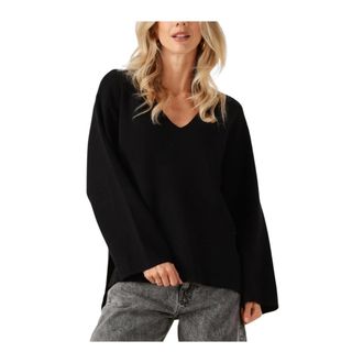 Y.A.S Yaselma LS V-neck Strickpullover - - Knitwear - Damen - Schwarzk - XS