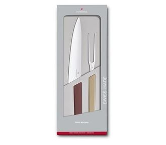 Victorinox by Swiss Army Swiss Modern, Tranchier-Set, 2-teilig, Tranchiermesser, Fleischgabel, Kunststoffgriff, Rostfreier Stahl, farbig