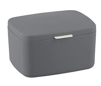 WENKO Boîte avec couvercle Barcelona anthracite Panier de rangement, panier de salle de bain avec couvercle, absolument incassable Gris - Anthracite